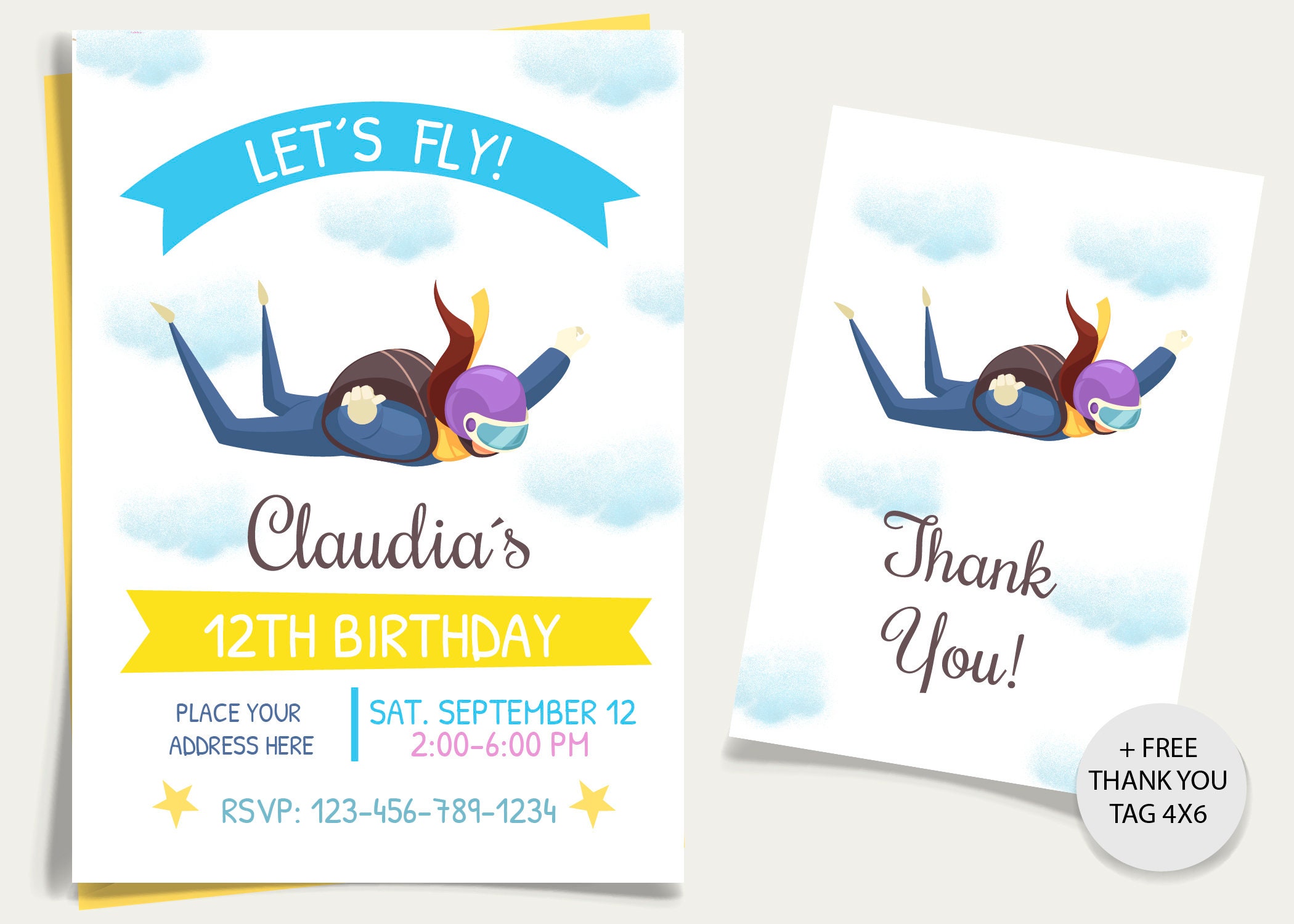 Ifly Skydiving Invitation, Skydiving Birthday Invitation, Ifly Birthday ...