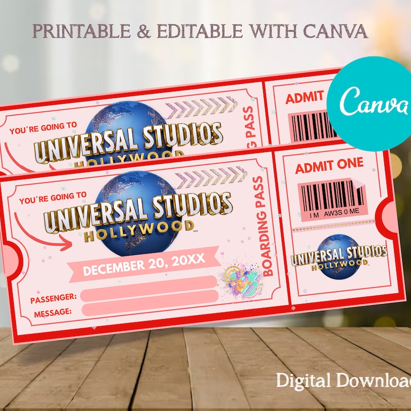 Universal Studios Ticket Printable - Etsy