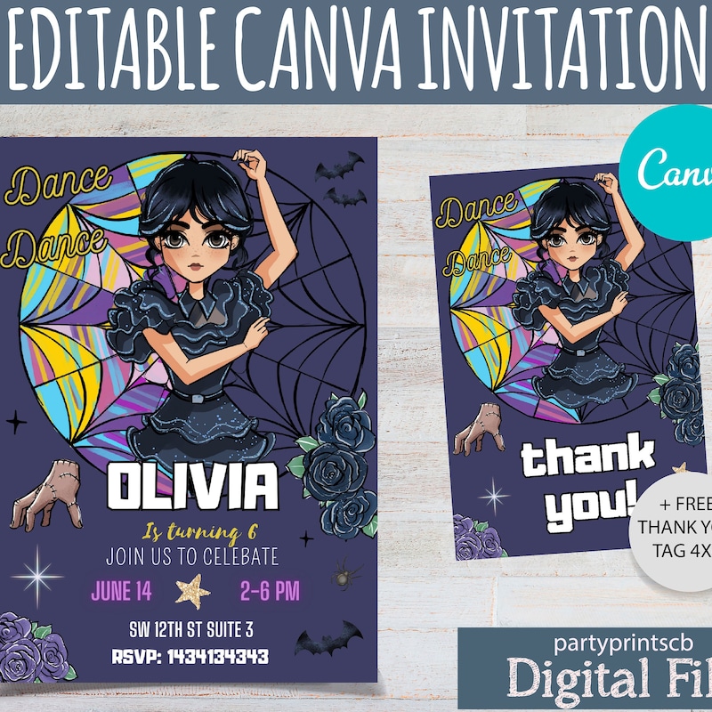 Wednesday Addams Invitation - Etsy