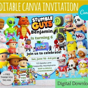 EDITABLE CANVA Stumble Guys Invitation - Etsy