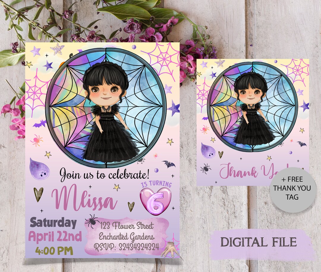 Wednesday Birthday Invitation, Wednesday Digital Invitation, Wednesday ...