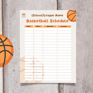 EDITABLE IN CANVA Basketball Schedule Template, Basketball Schedule ...