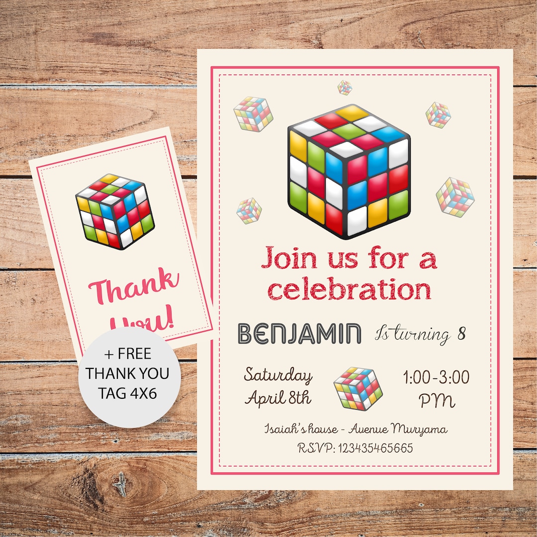 Rubik's Cube Party Invitation - Etsy