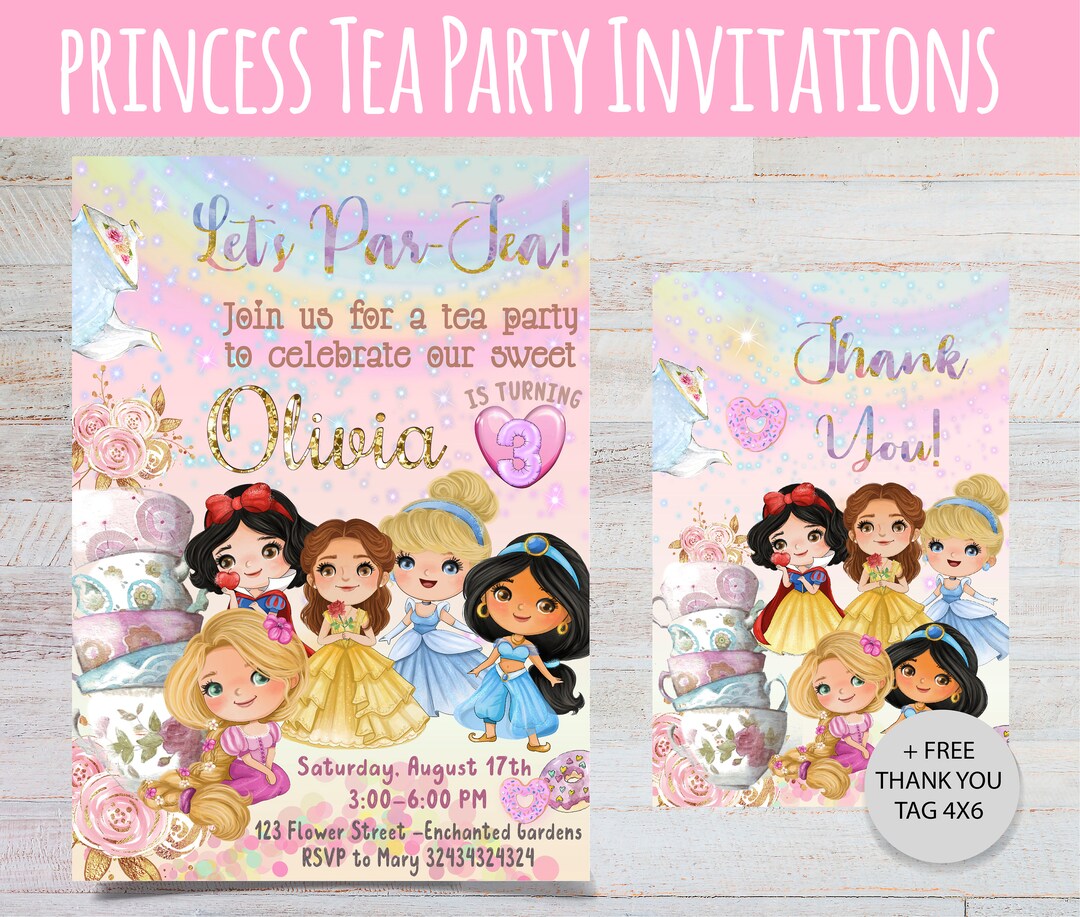 Princess Tea Party Invitations, Princess Tea Party Invitations - Etsy