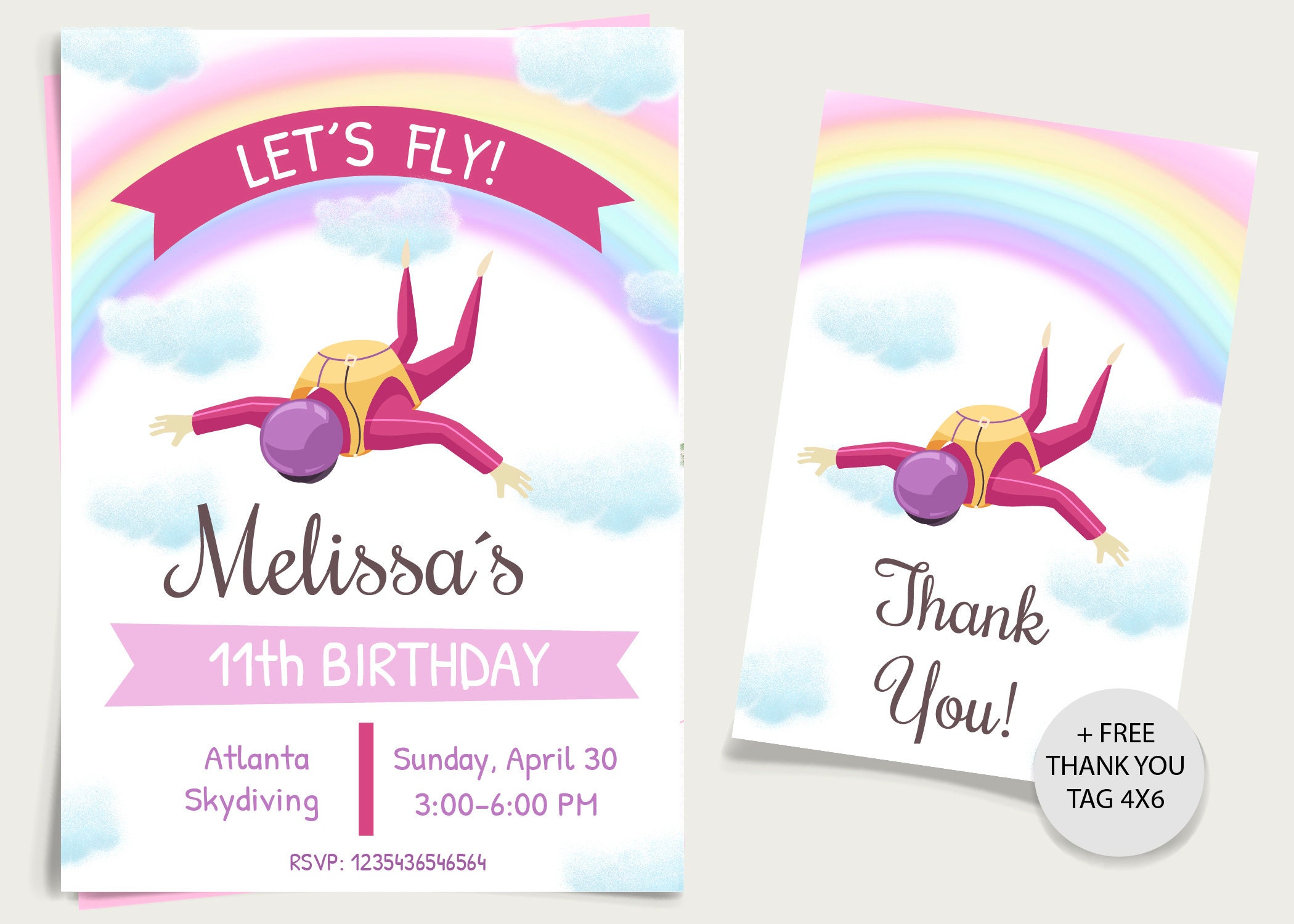 Ifly Skydiving Invitation, Skydiving Birthday Invitation, Ifly Birthday ...
