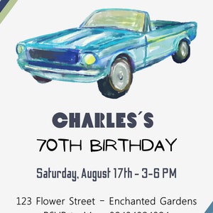 EDITABLE CANVA Classic Car Invitation, Classic Car Birthday Invitations ...
