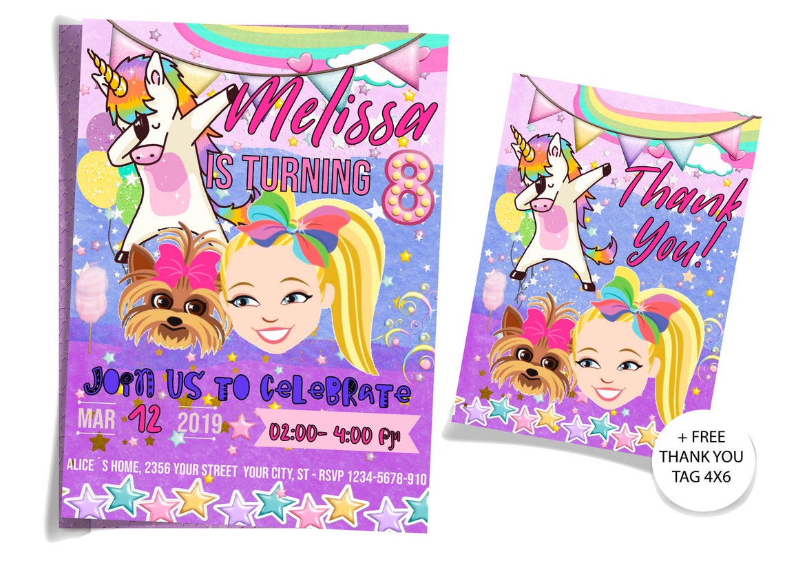 Jojo Siwa Invitation Jojo Siwa Invitations Jojo Siwa | Etsy