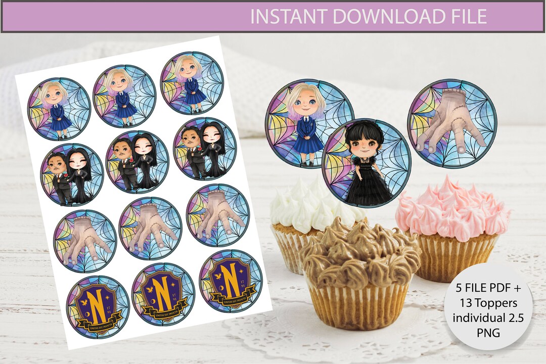 Wednesday Addams Cupcake Topper - Etsy