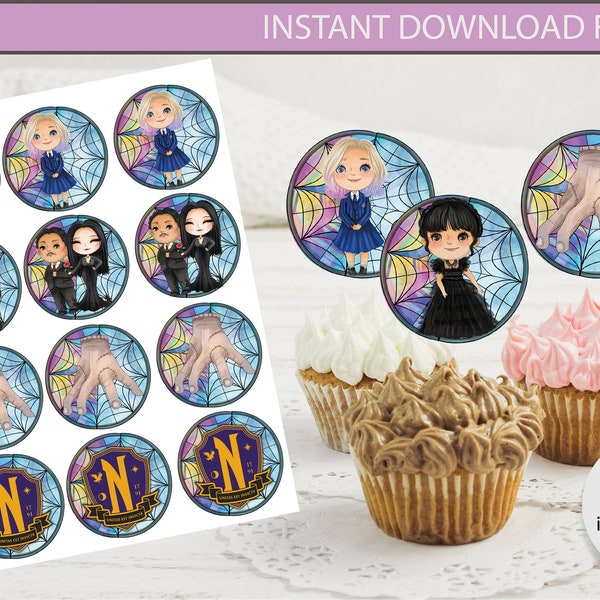 Wednesday Addams Cupcake Toppers - Etsy