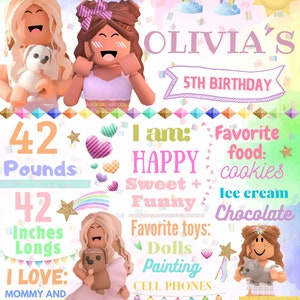 EDITABLE CANVA Roblox Girl Birthday Sign, Roblox Girl Poster - Etsy