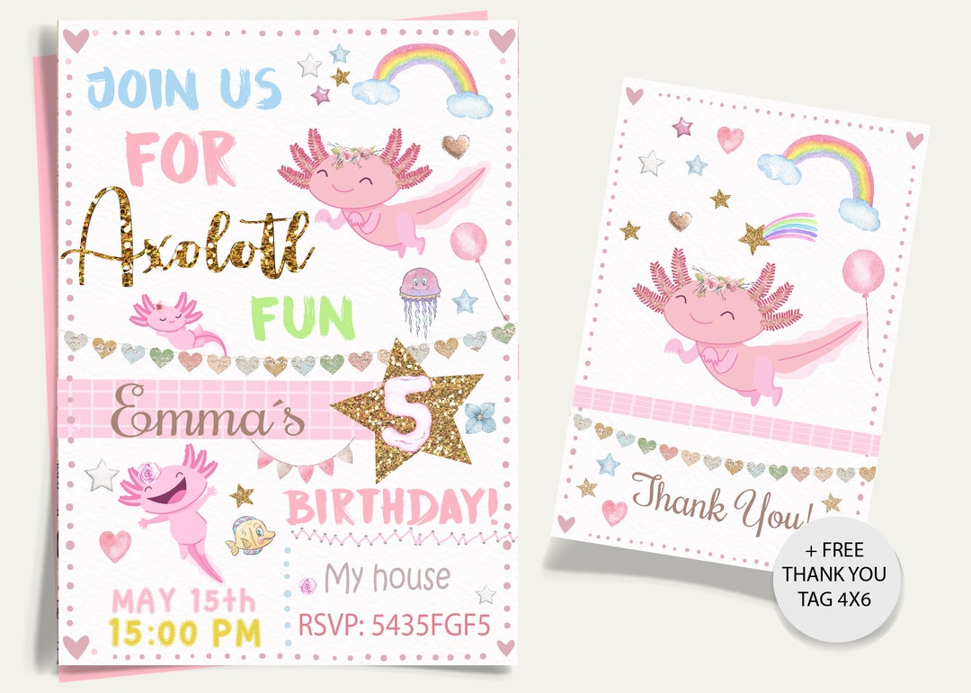 Axolotl Fun Invitation, Axolotl Party Invitation, Axolotl Invitation - Etsy
