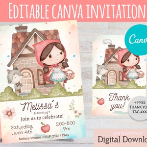 EDITABLE CANVA Little Red Riding Hood Invitation - Etsy