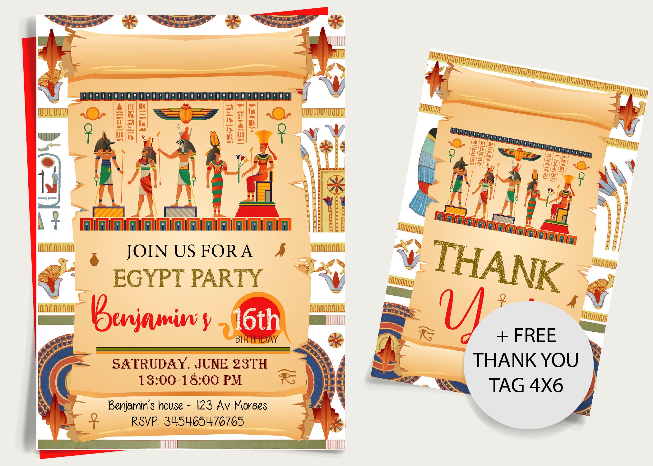 Pharoh Themed Party Invitations