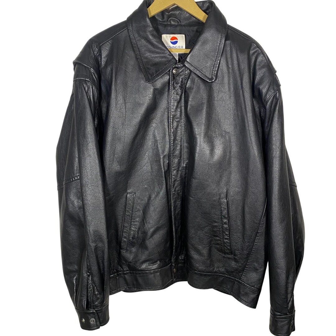 Vintage Nothing Else Pepsi Genuine Leather Jacket Black Mens XL - Etsy