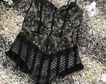 Heartbeat Black Racerback Bodysuit - Etsy