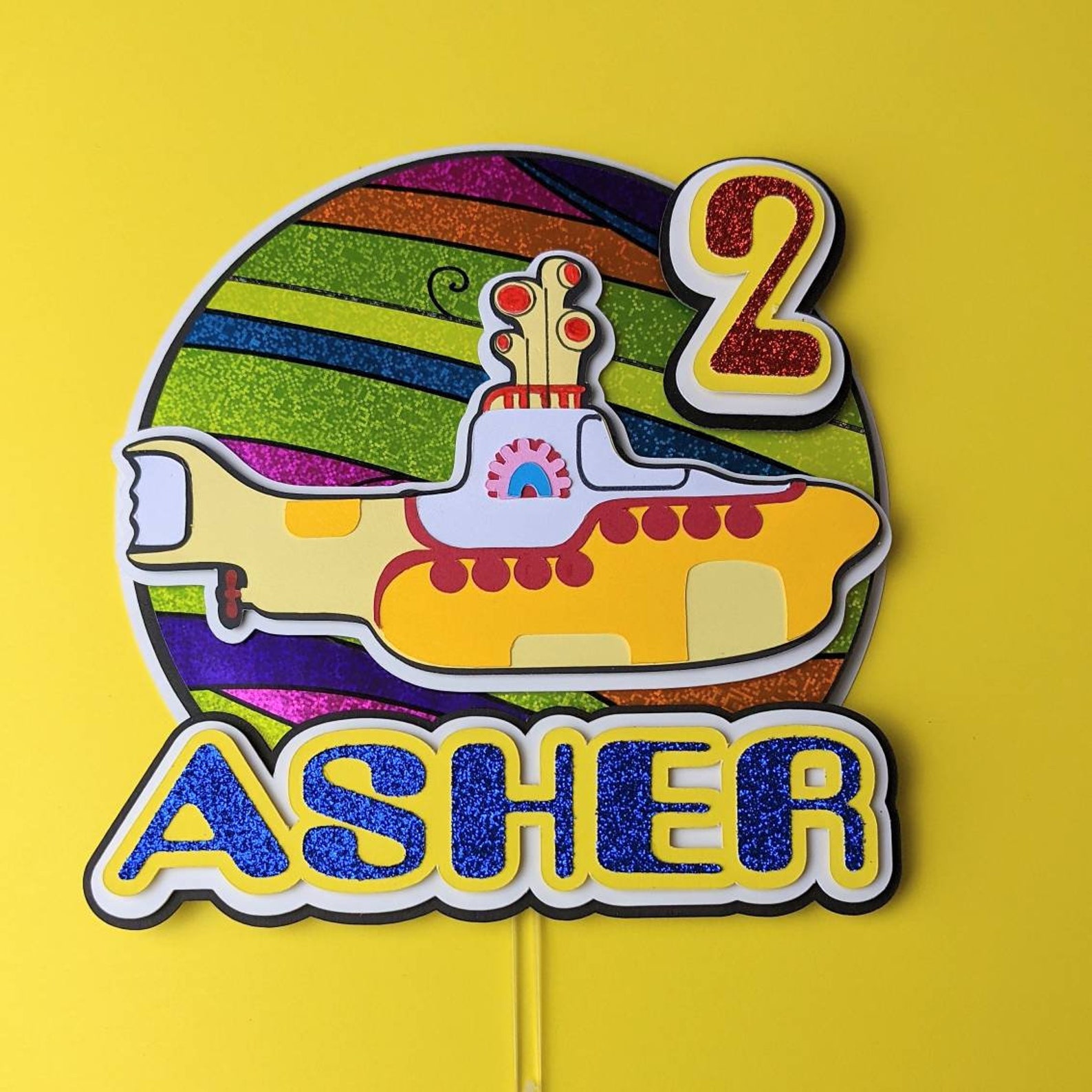 Yellow Submarine Cake Topper the Beatles Themed Birthday | Etsy