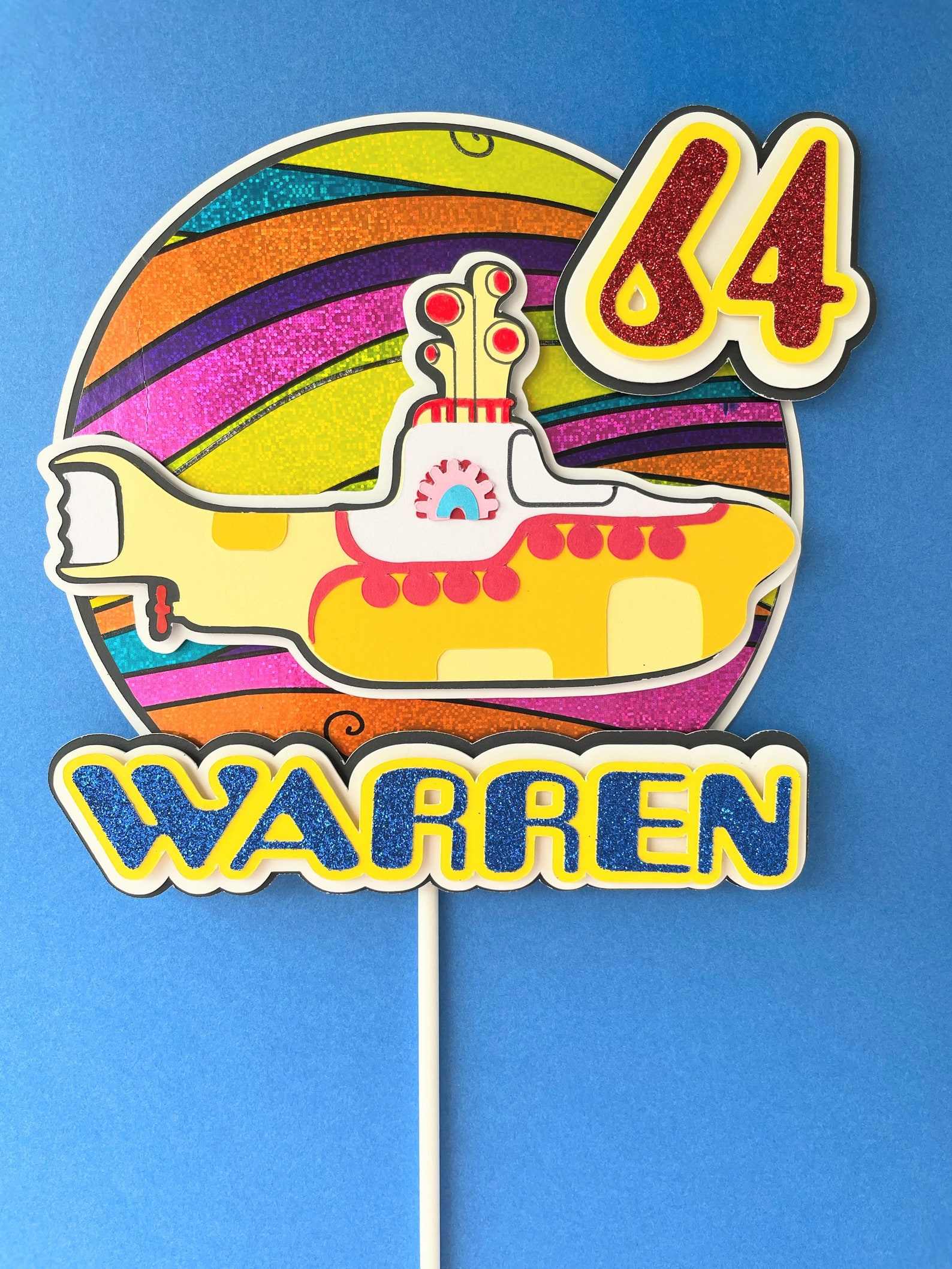 Yellow Submarine Cake Topper the Beatles Themed Birthday | Etsy