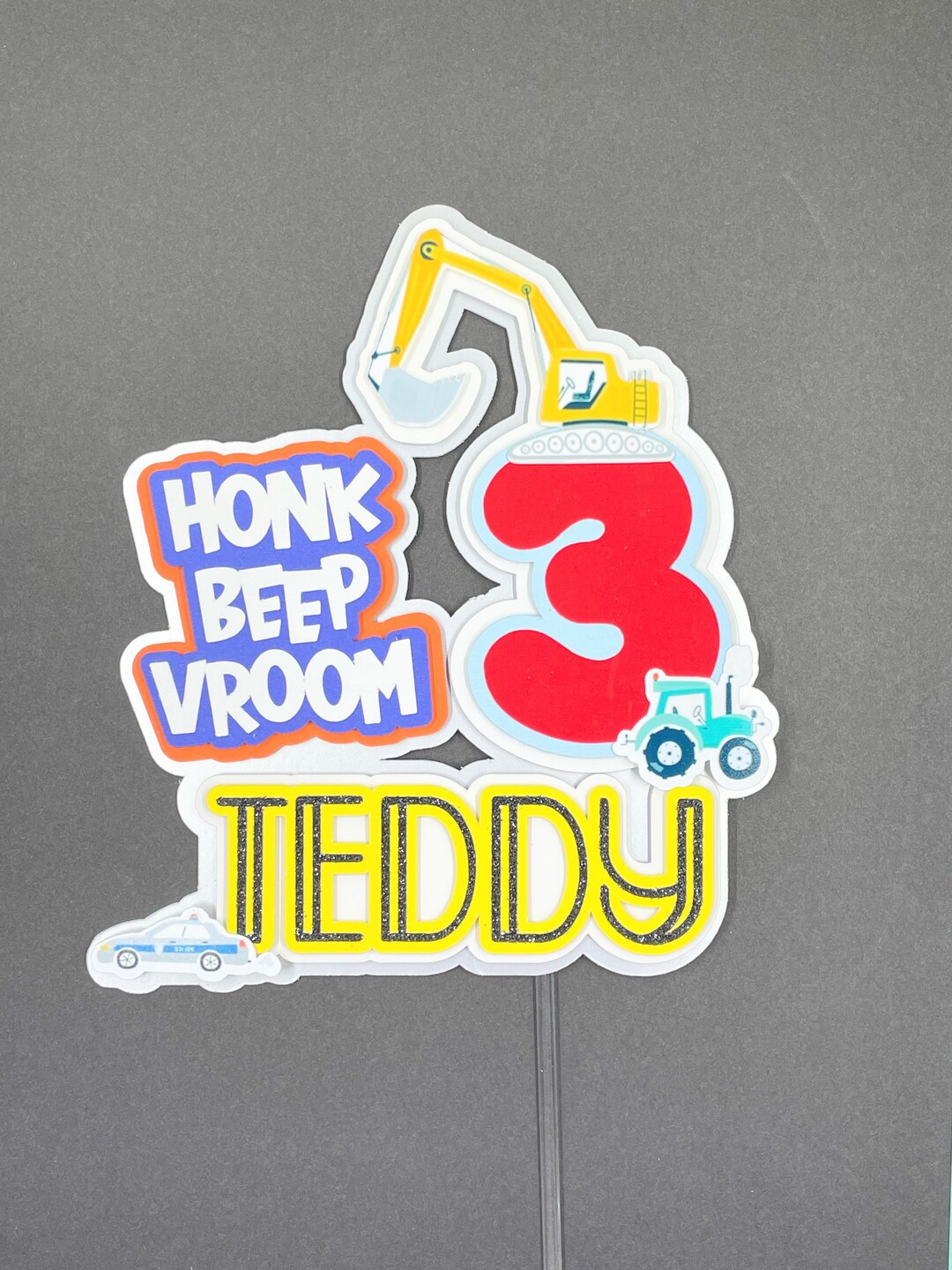 Honk Beep Vroom Cake Topper Transportation Themed Birthday - Etsy