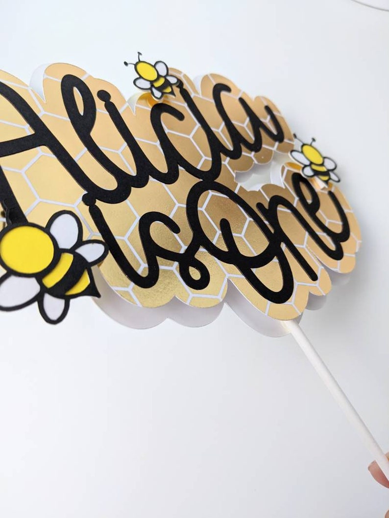 Bee Cake Topper Honey Bee ONE First Birthday Party Name is - Etsy