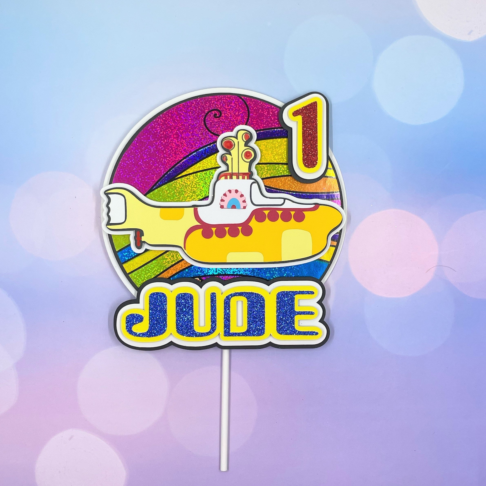 Yellow Submarine Cake Topper and First Year 12 Month Photo Banner the ...