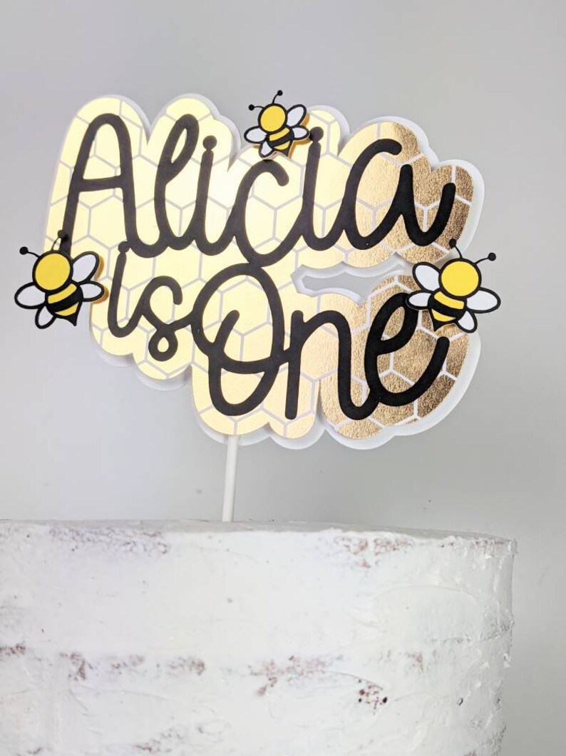 Bee Cake Topper Honey Bee ONE First Birthday Party Name is - Etsy