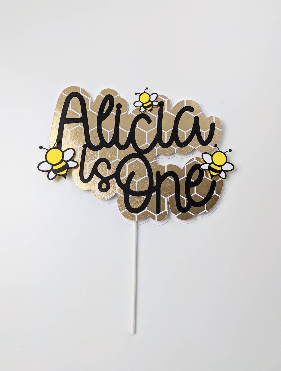 Bee Cake Topper Honey Bee ONE First Birthday Party Name is - Etsy