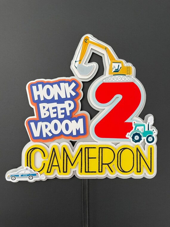 Honk Beep Vroom Cake Topper Transportation Themed Birthday - Etsy