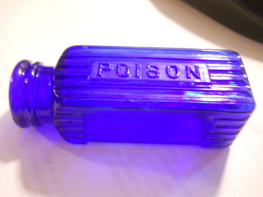 Old Bottle's, Poison Bottle, Blue Poison Bottle , Rare Cobalt Blue ...