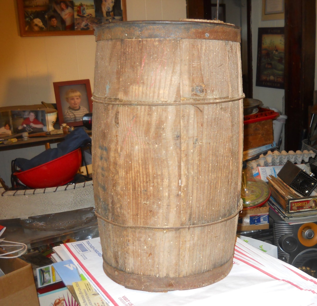 1880 to 1890 Wooden Barrel , Collectible Storage Barrel Metal Scraps ...