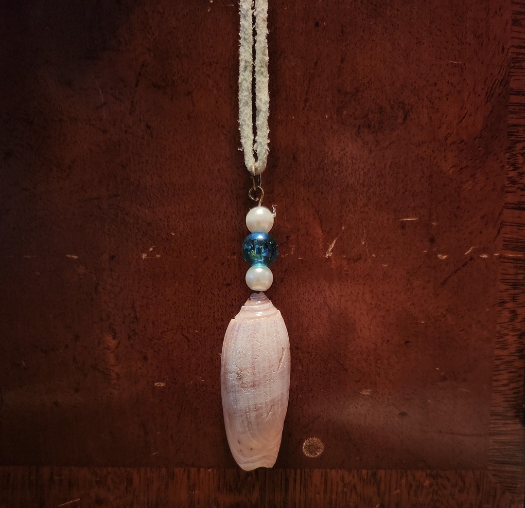 Blue Lettered Olive Shell Necklace - Etsy