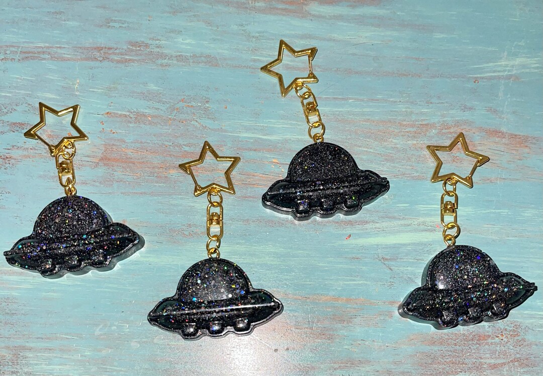 Galaxy Themed Spaceship Keychains Alien Rocketship Themed - Etsy