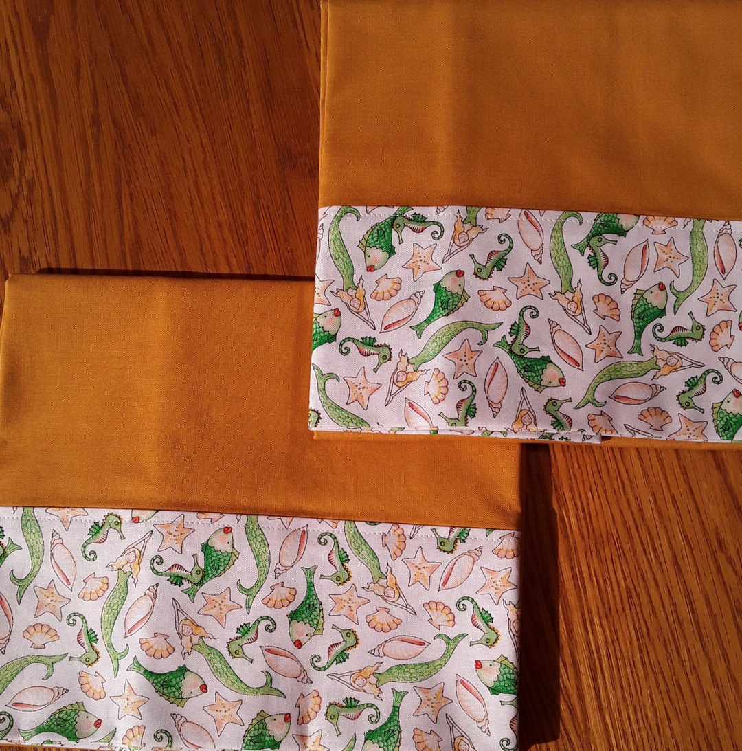 Starfish & Mermaids 100% Cotton Full/queen Size Pair of Pillowcases - Etsy