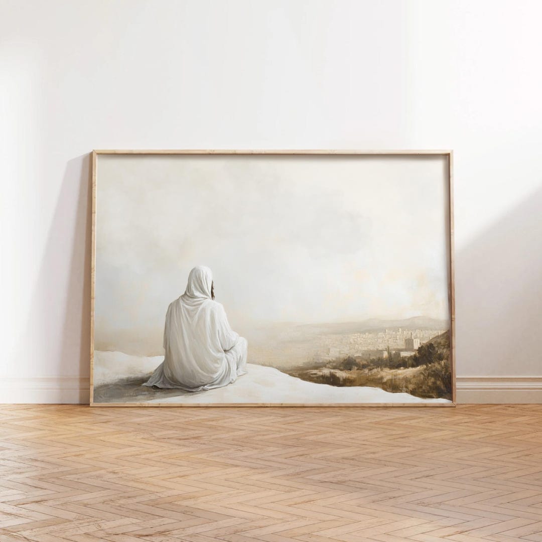 Jesus Overlooking the Old City, Jesus Print, Minimal Christian Art ...