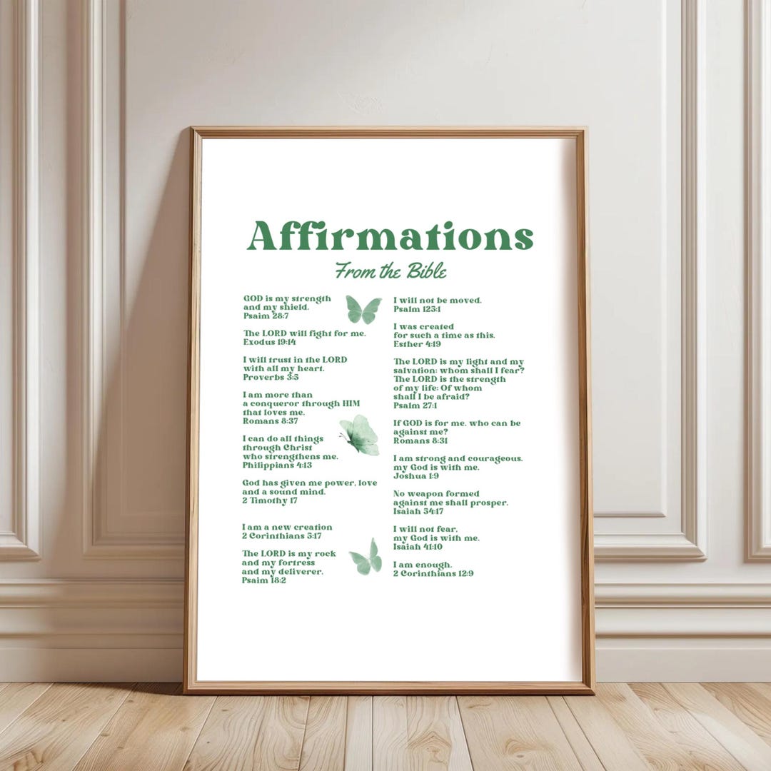 Scripture Affirmations Sage Green Butterflies Retro Trendy Preppy ...