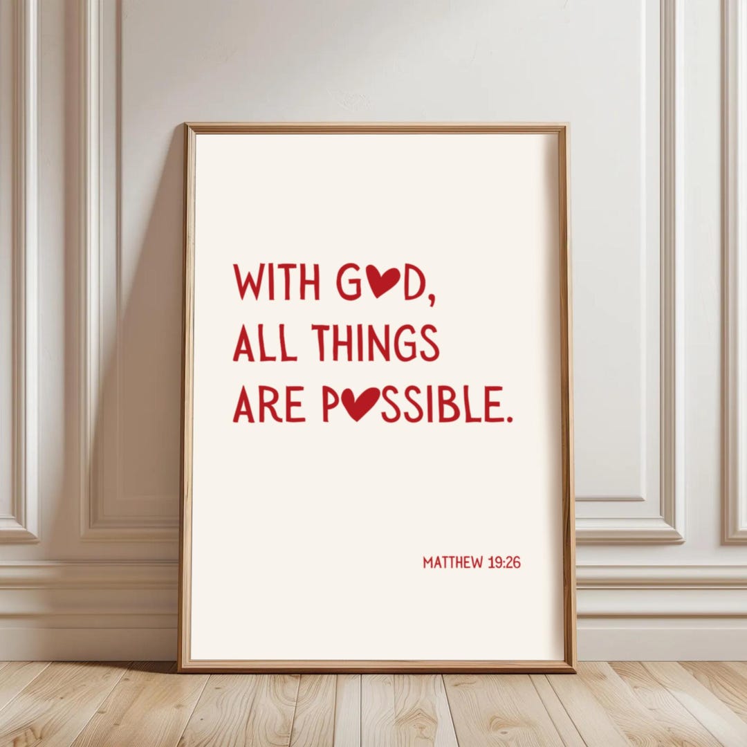 Minimalist Christian Wall Art Bible Scripture Poster With God All ...