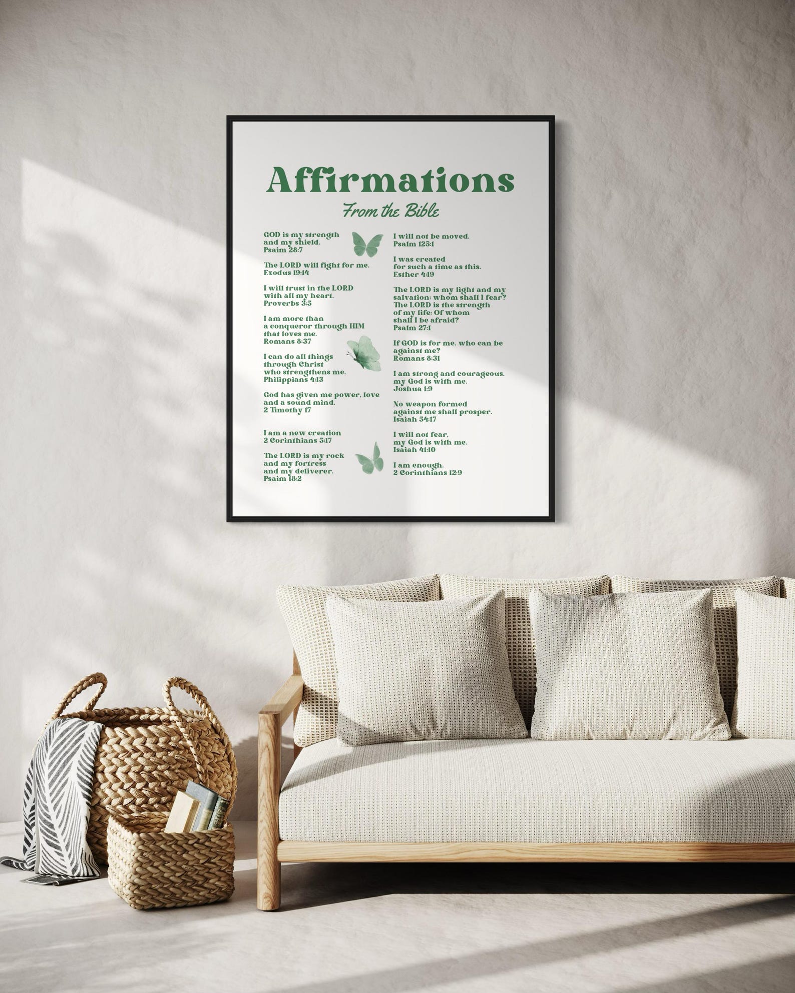 Scripture Affirmations Sage Green Butterflies Retro Trendy Preppy ...