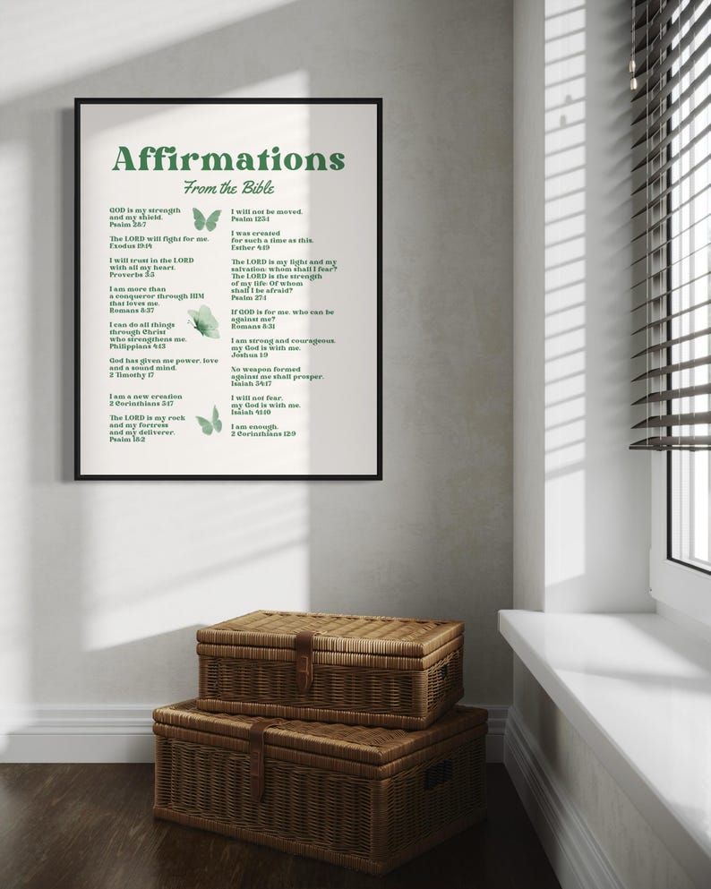 Scripture Affirmations Sage Green Butterflies Retro Trendy Preppy ...