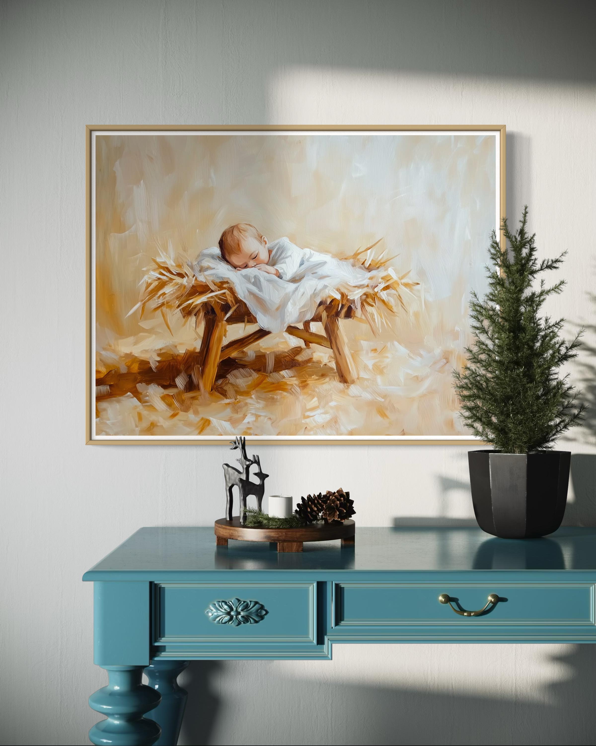 Baby Jesus Asleep in a Manger, O Holy Night, Birth of Jesus, Nativity ...