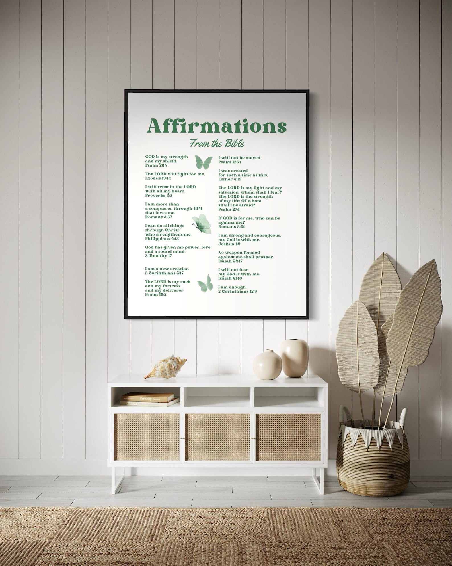 Scripture Affirmations Sage Green Butterflies Retro Trendy Preppy ...