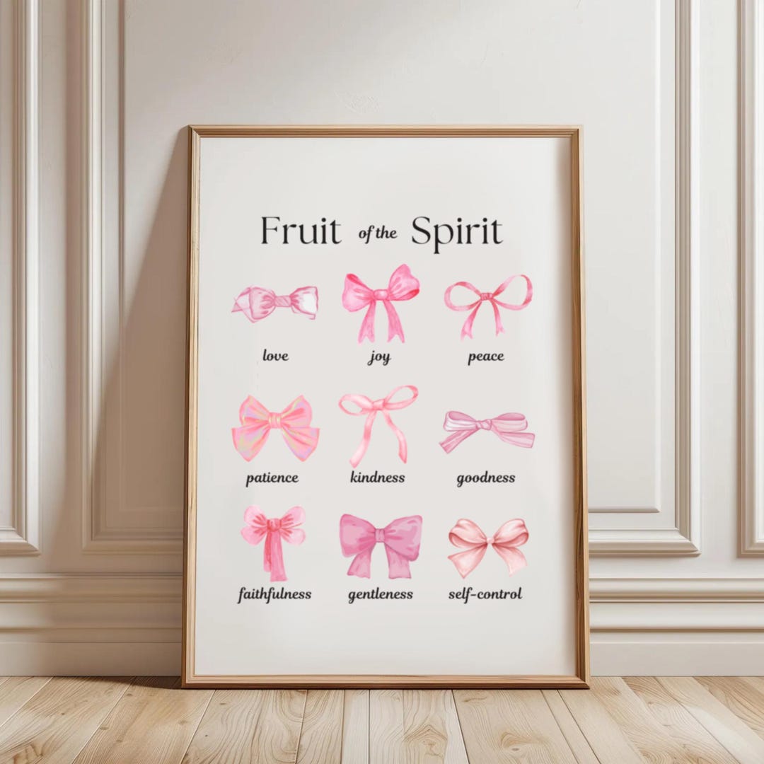 Fruit of the Spirit Printable Christian Pink Bows Print, Pink Bows Wall ...