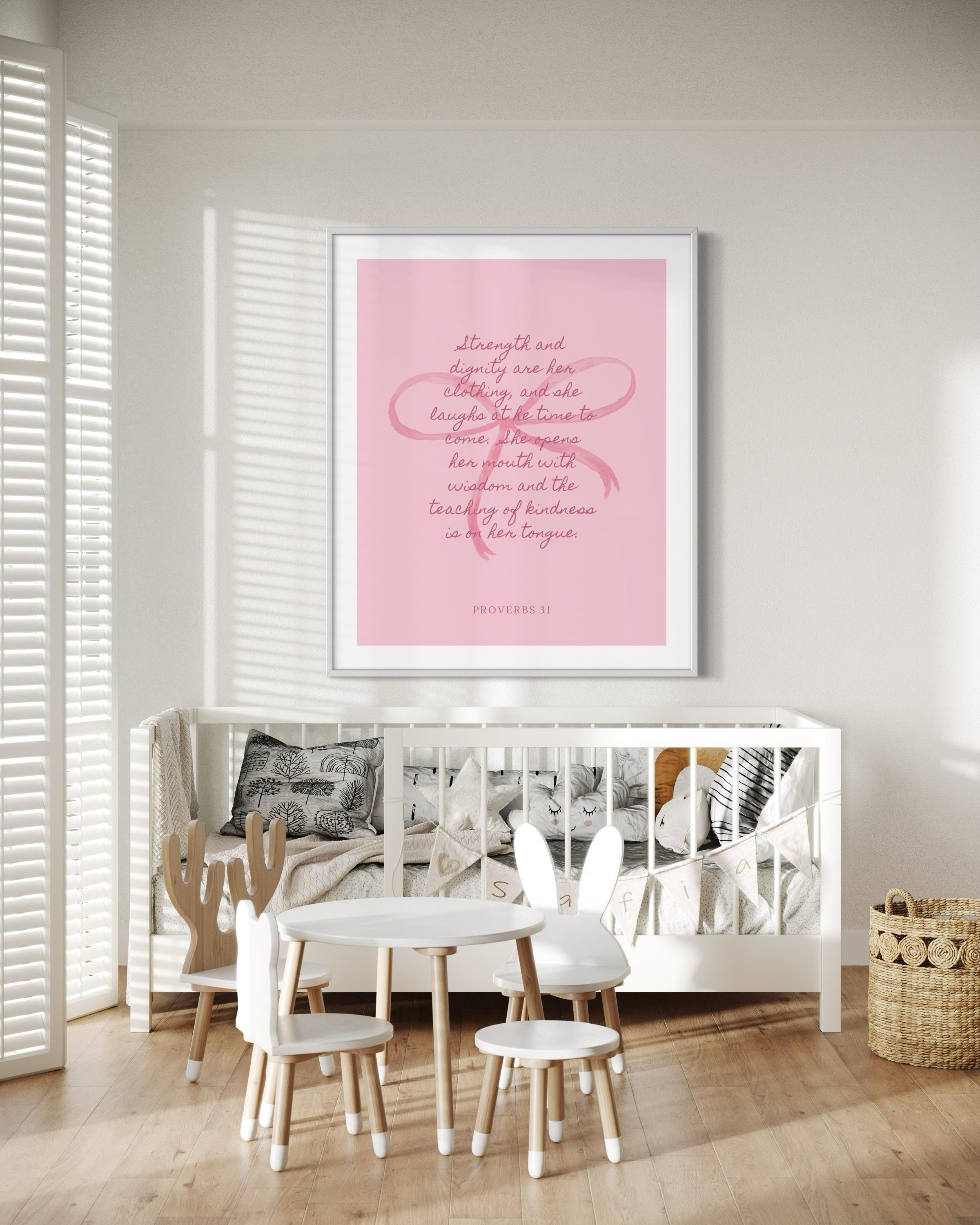 Proverbs 31, Woman Coquette Aesthetic Pink Bow Bible Verse, Gift for ...