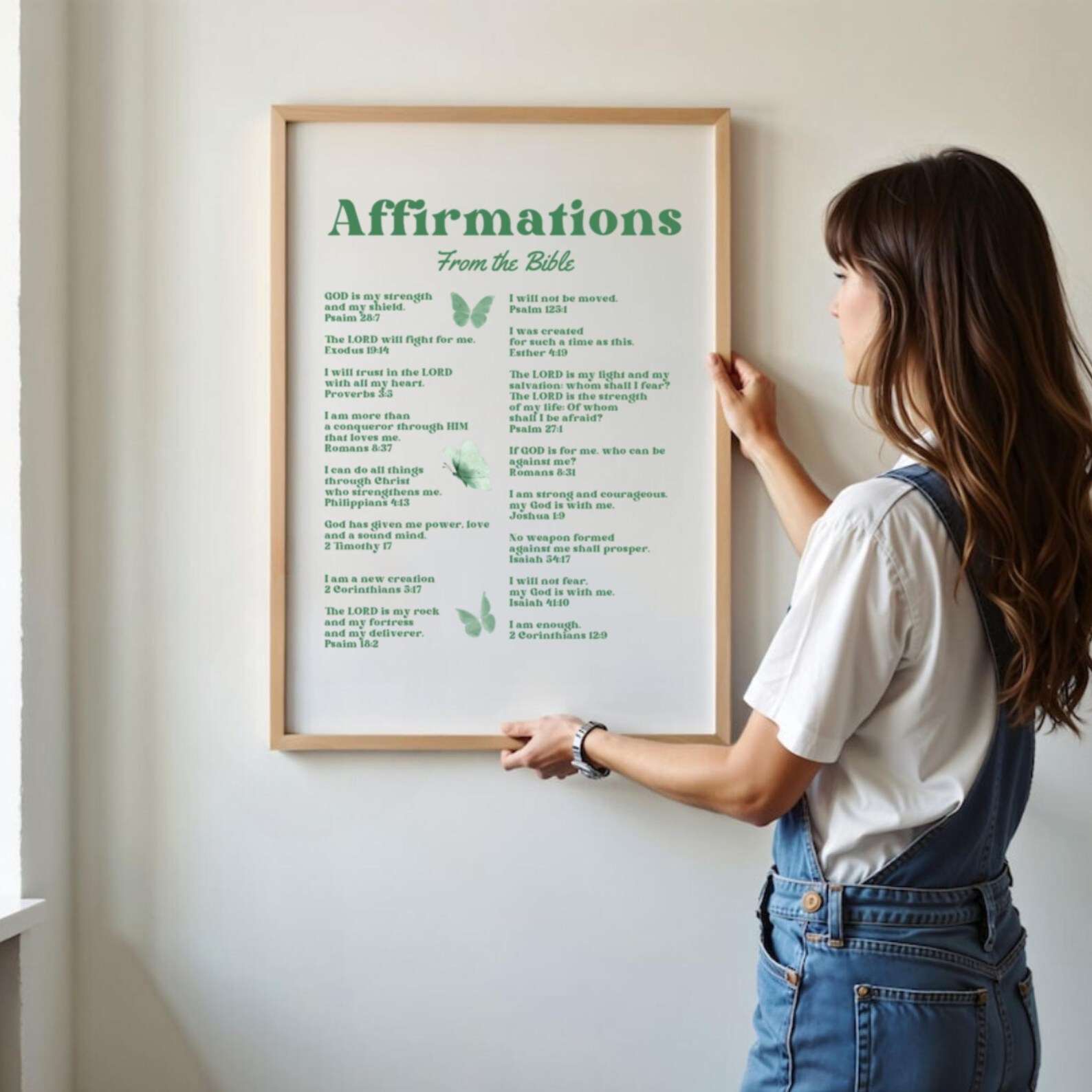 Scripture Affirmations Sage Green Butterflies Retro Trendy Preppy ...