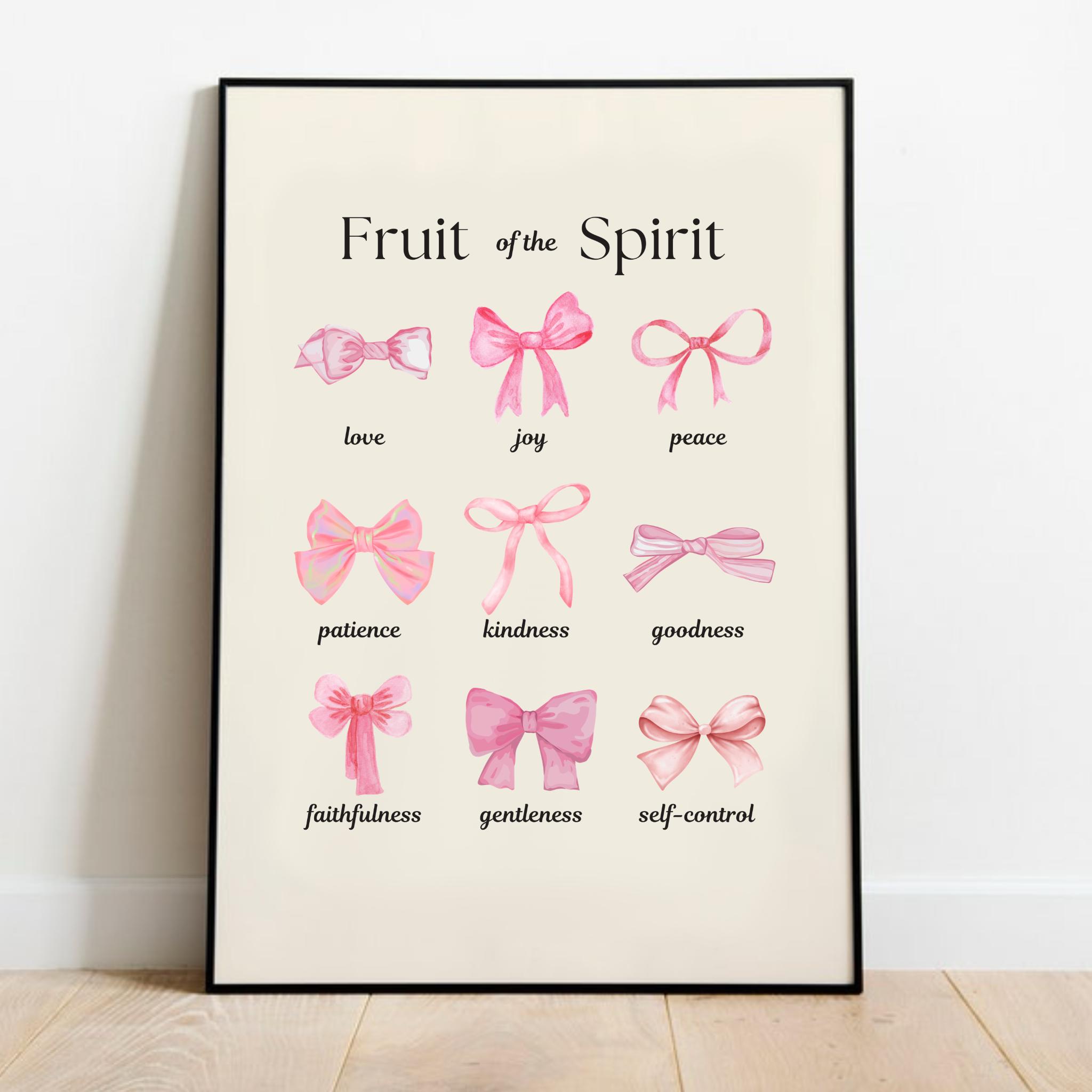 Fruit of the Spirit Printable Christian Pink Bows Print, Pink Bows Wall ...
