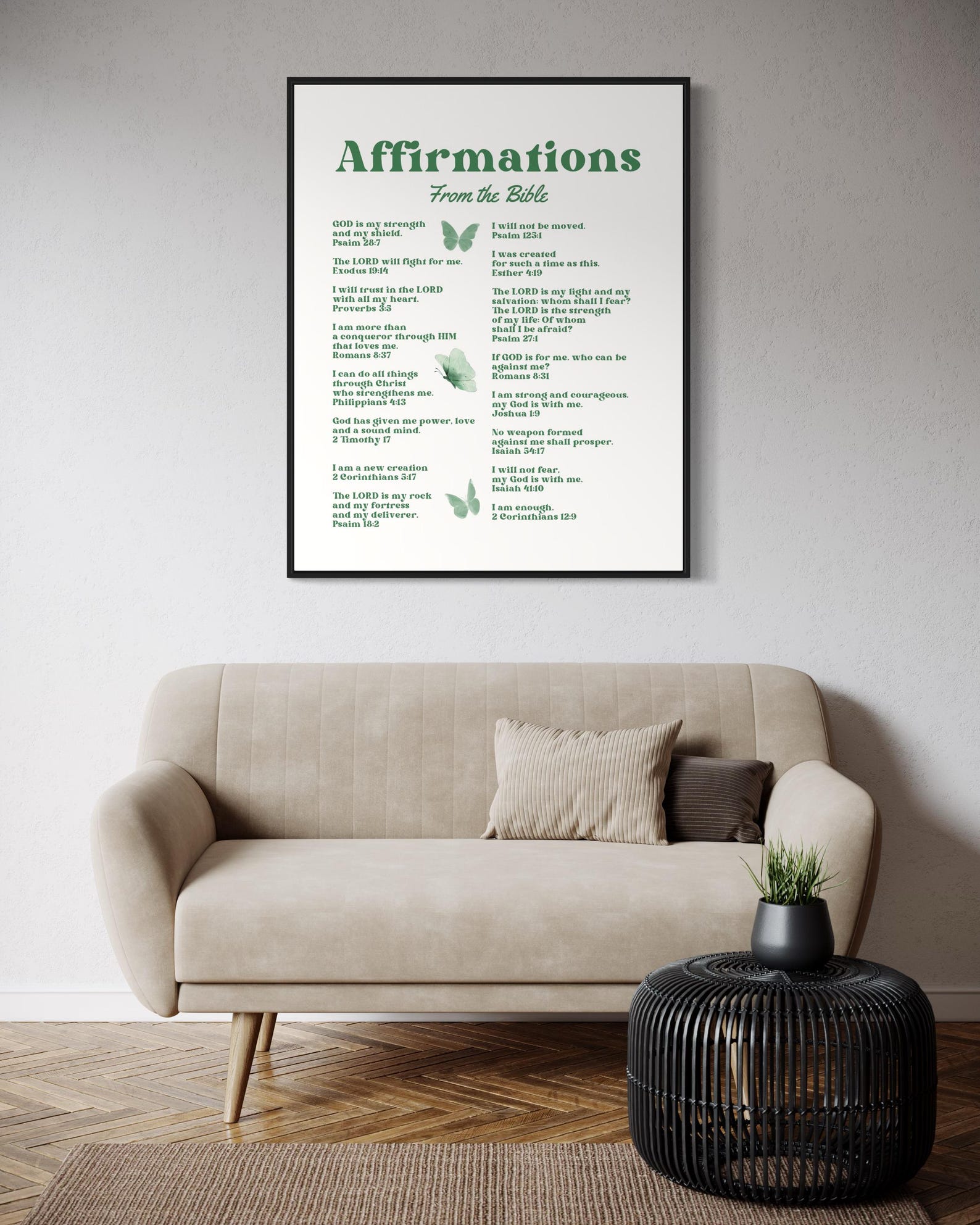Scripture Affirmations Sage Green Butterflies Retro Trendy Preppy ...