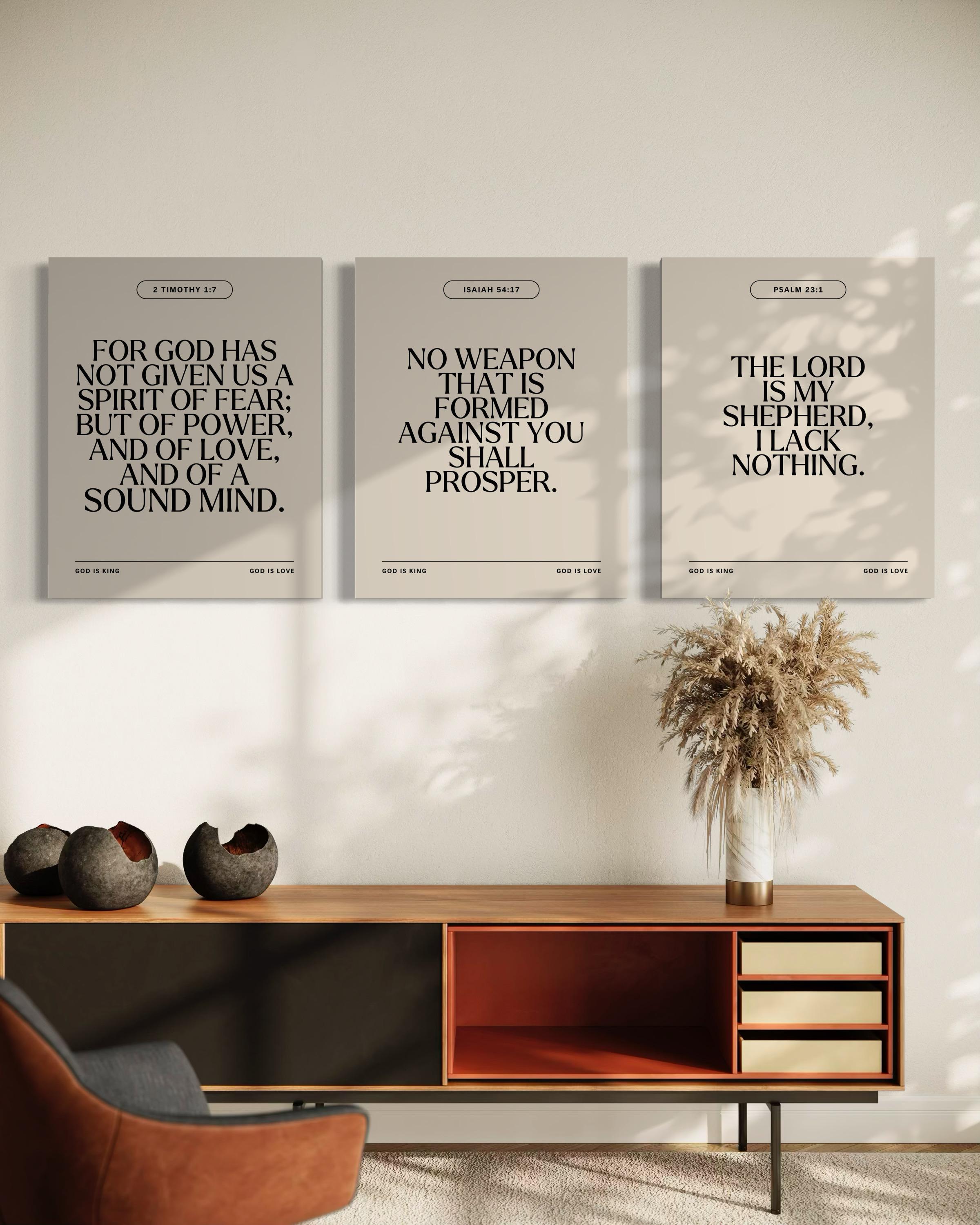 Set of 3 Neutral Christian Wall Art Prints | Modern Bible Verse Decor ...