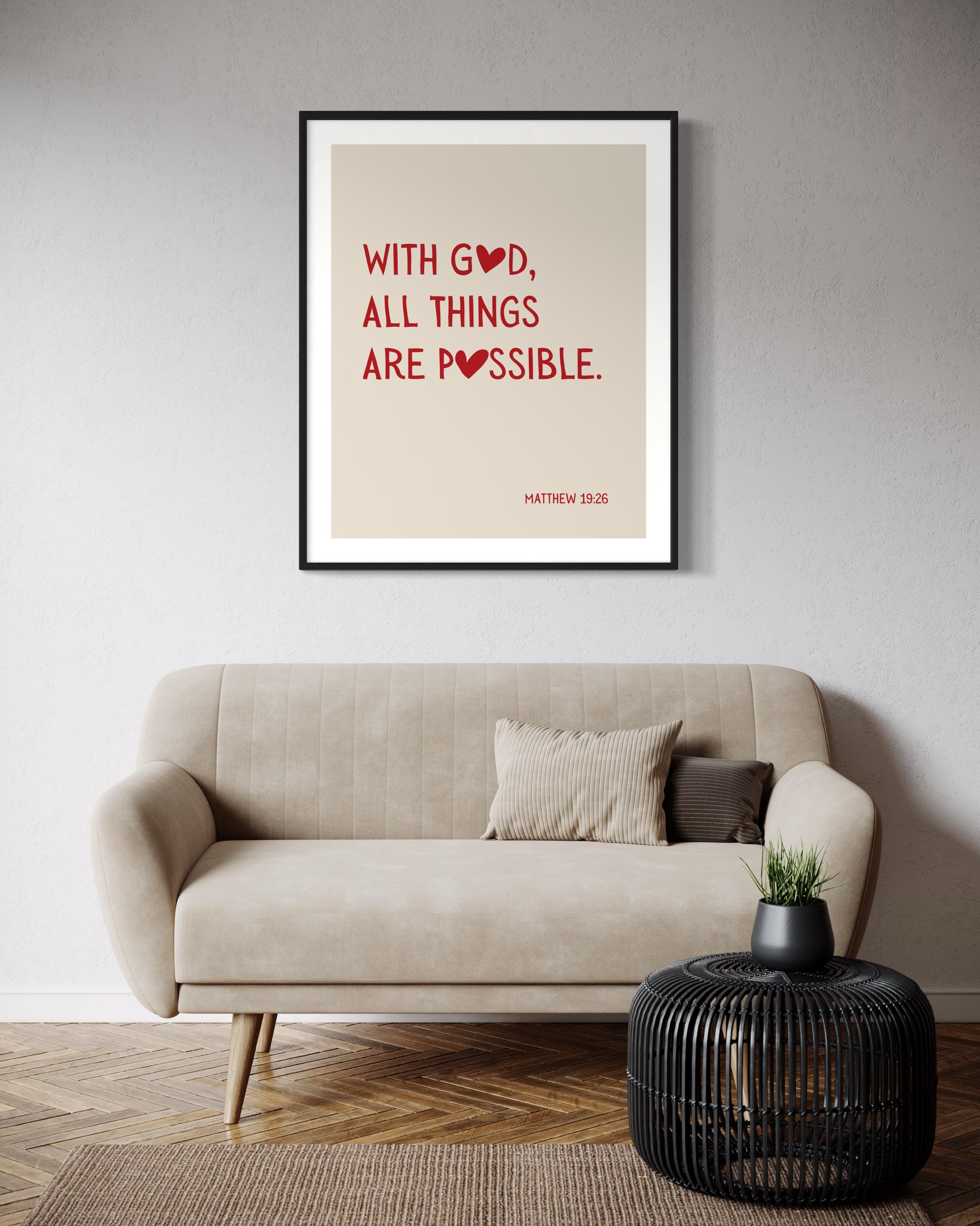 Minimalist Christian Wall Art Bible Scripture Poster With God All ...