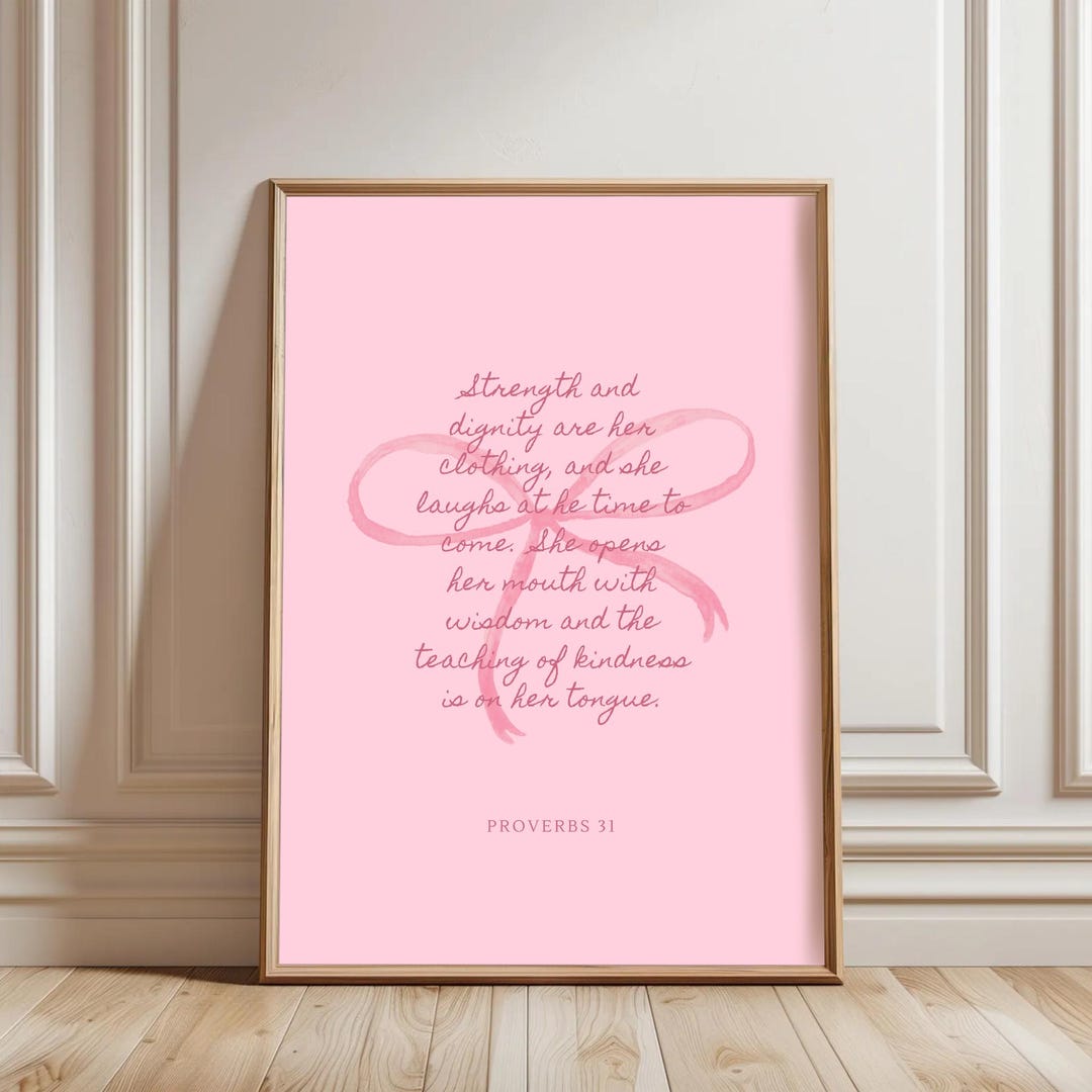 Proverbs 31, Woman Coquette Aesthetic Pink Bow Bible Verse, Gift for ...