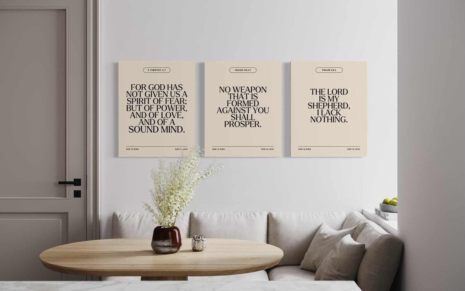 Set of 3 Neutral Christian Wall Art Prints | Modern Bible Verse Decor ...