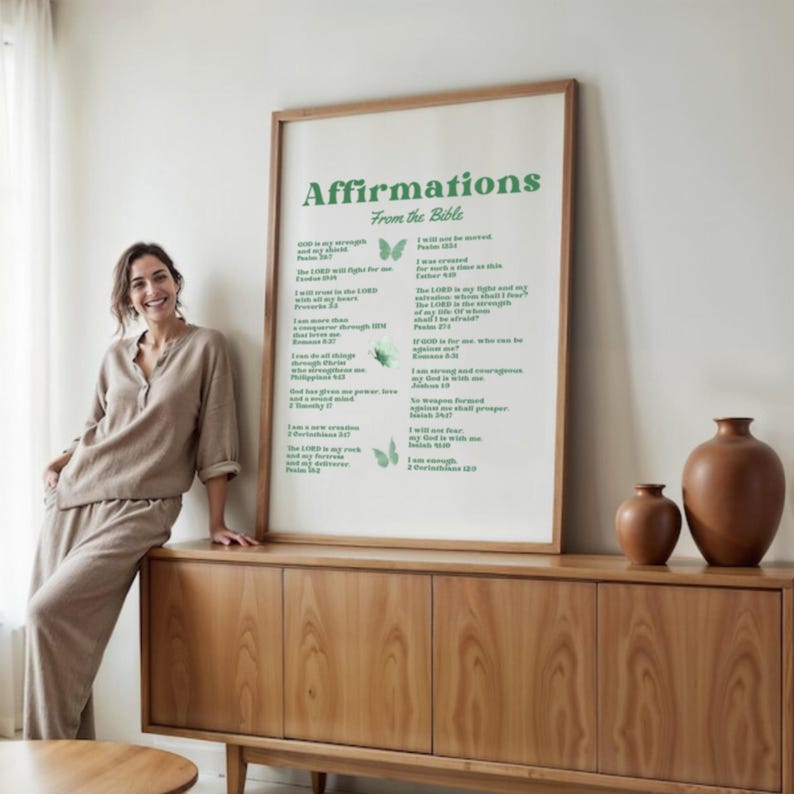 Scripture Affirmations Sage Green Butterflies Retro Trendy Preppy ...
