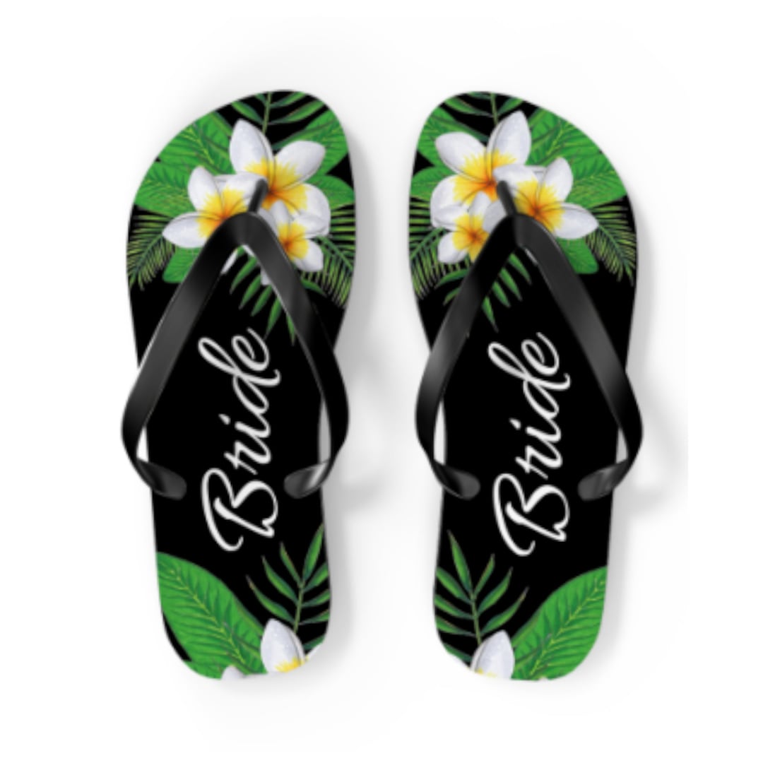 Bride and Tribe Flip Flops, Custom Tropical Flip Flops Personalized ...